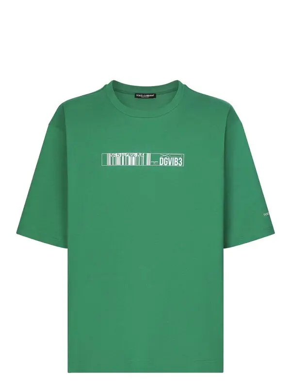 Dolce & Gabbana Barcode-print Cotton T-shirt - Green