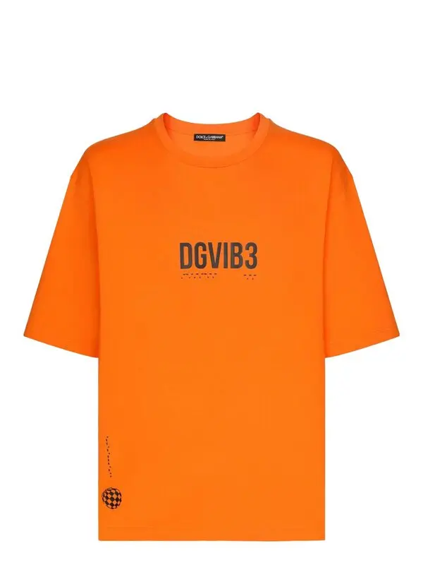 Dolce & Gabbana Slogan-print Cotton T-shirt - Orange