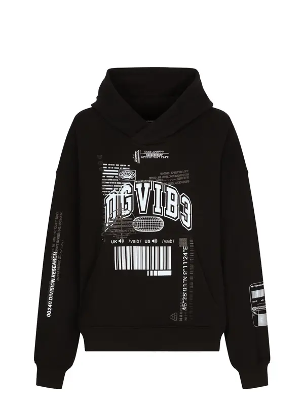 Dolce & Gabbana Printed Cotton Hoodie - Black