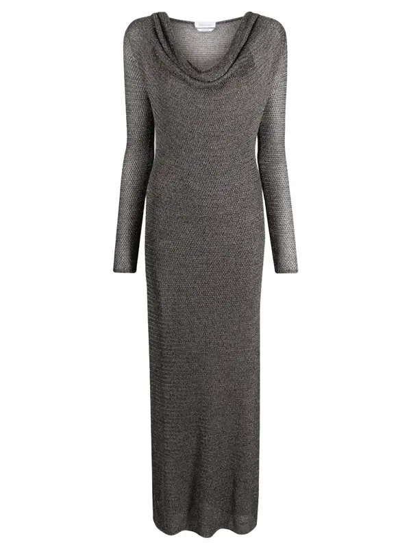 Blumarine Cowl-neck Maxi Dress - Silver
