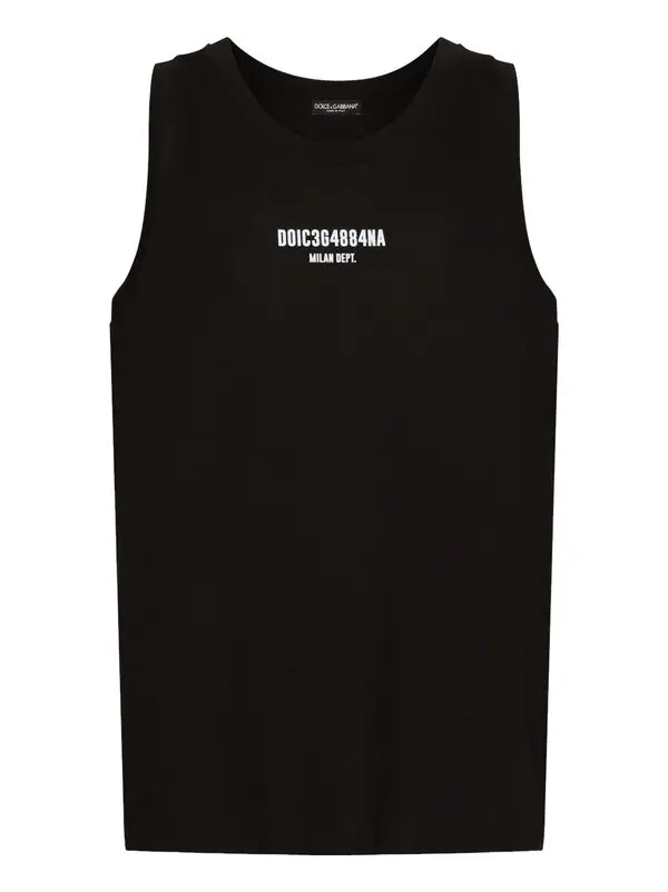 Dolce & Gabbana Logo-print Sleeveless Cotton T-shirt - Black