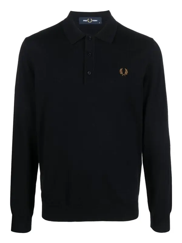 Fred Perry Logo-embroidered Long-sleeve Polo Shirt - Blue
