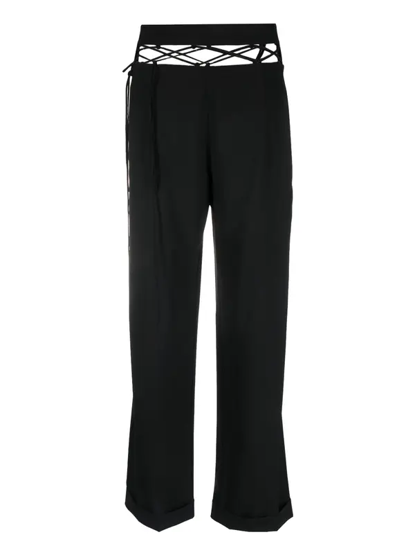 NENSI DOJAKA Cut-out Wool Trousers - Black