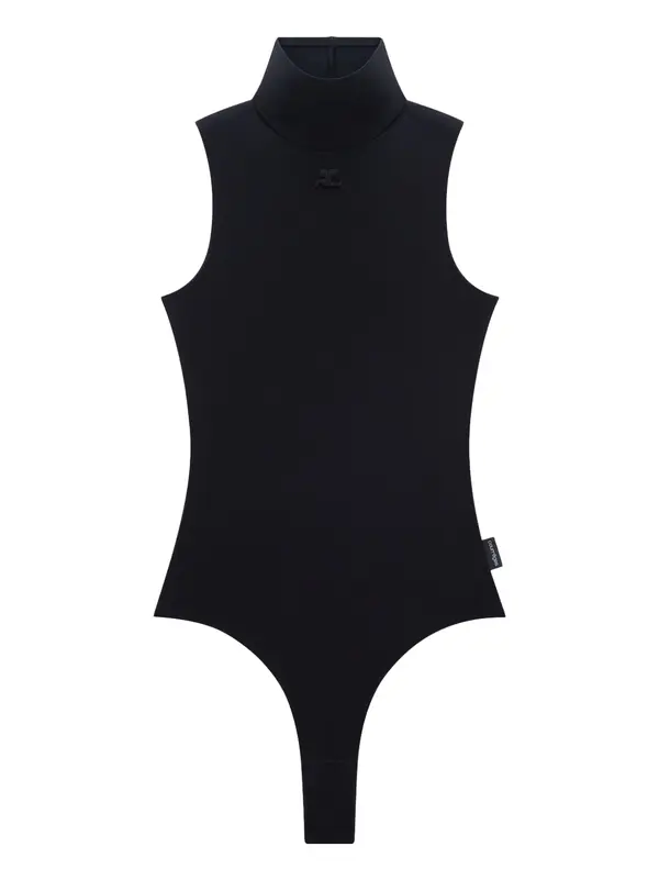 COURREGES Techno Jersey High-neck Bodysuit - Black
