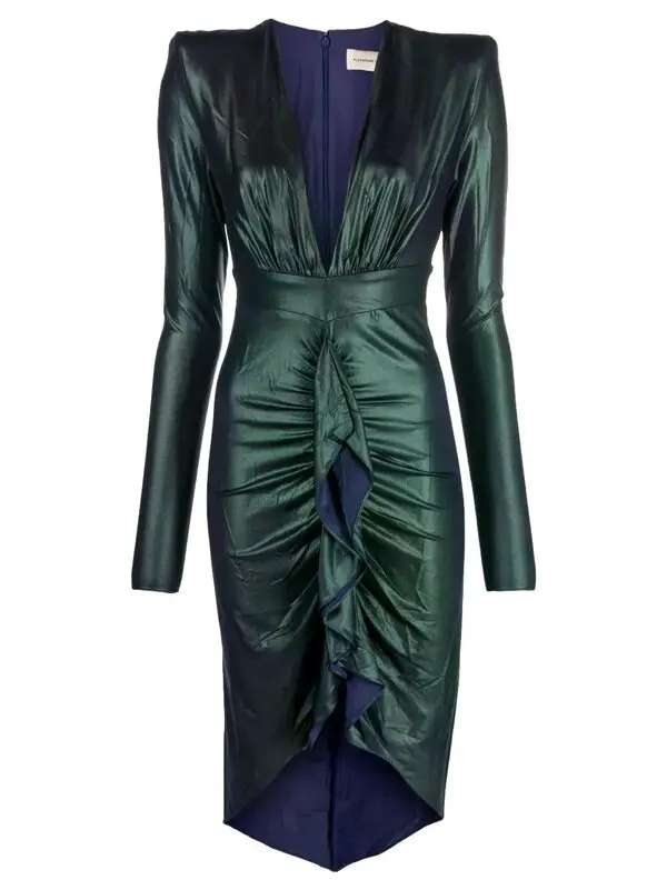 Alexandre Vauthier Draped Asymmetric Jersey Midi Dress - Green