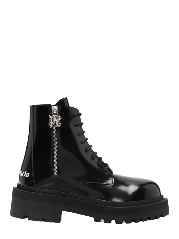 Palm Angels Logo-print Lace-up Boots - Black
