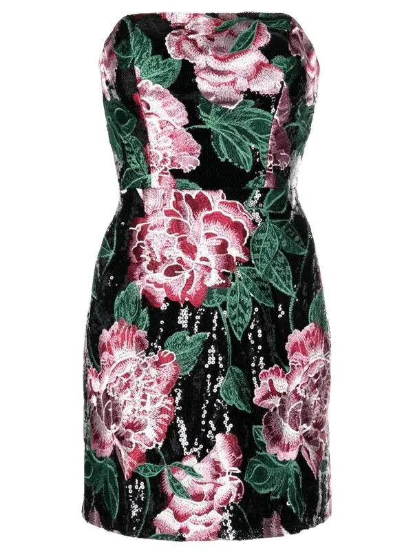 Marchesa Sequin-embellished Strapless Minidress - Black
