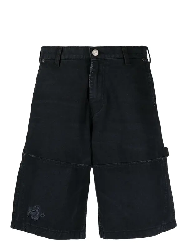 Rhude Distressed-effect Paneled Denim Shorts - Blue