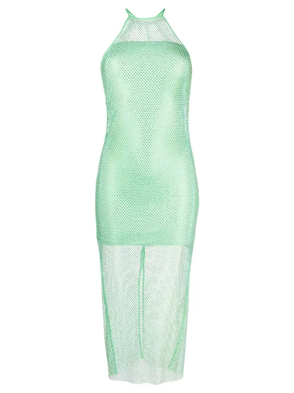 Patrizia Pepe Semi-sheer Halterneck Dress - Green