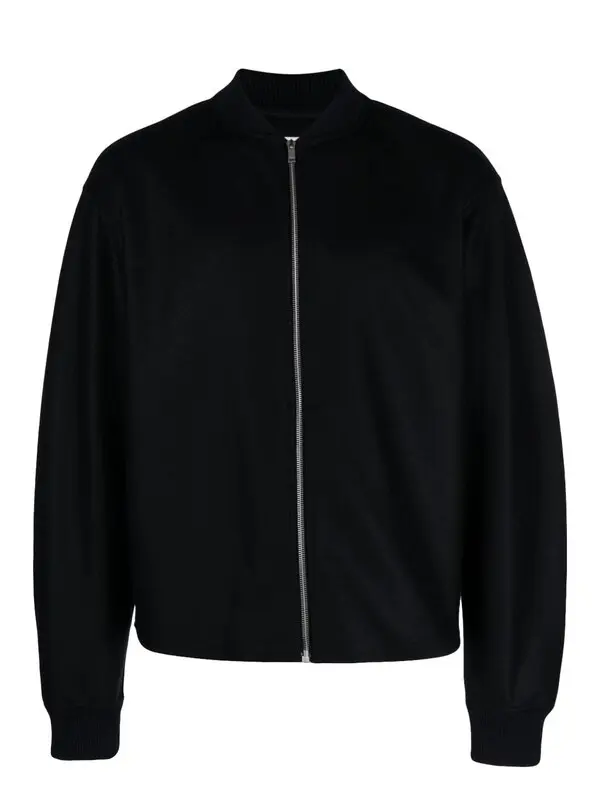 JIL SANDER Zip-up Wool Bomber Jacket - Blue