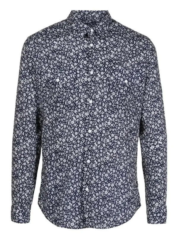 OSKLEN Floral-print Stretch-cotton Shirt - Blue