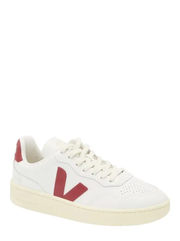 VEJA V-90 Leather Sneakers - Extra-white Marsala