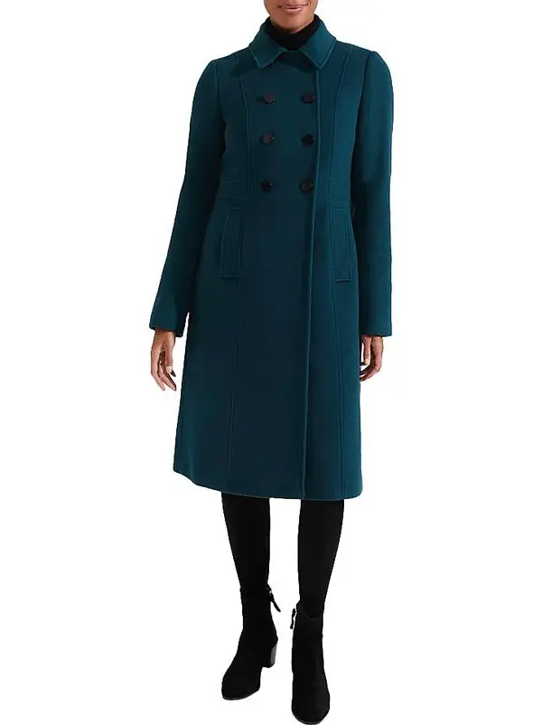 HOBBS LONDON Jude Double Breasted Coat - Teal Blue