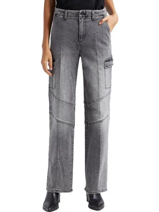 L'Agence Brooklyn High-waist Wide-leg Utility Jeans - Magnesite