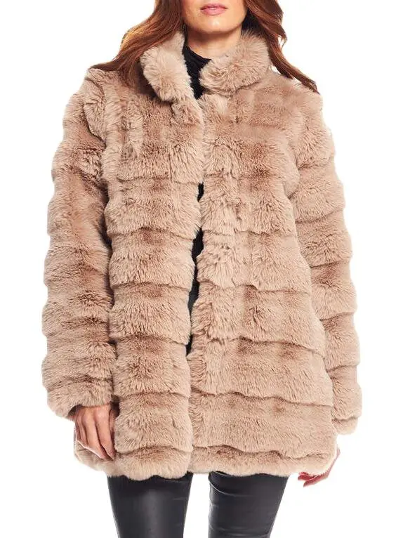 Fabulous Furs Rainier Reversible Faux Fur Coat - Camel