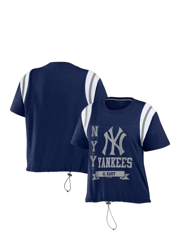 WEAR BY ERIN ANDREWS New York Yankees Cinched Colorblock T-shirt - Navy