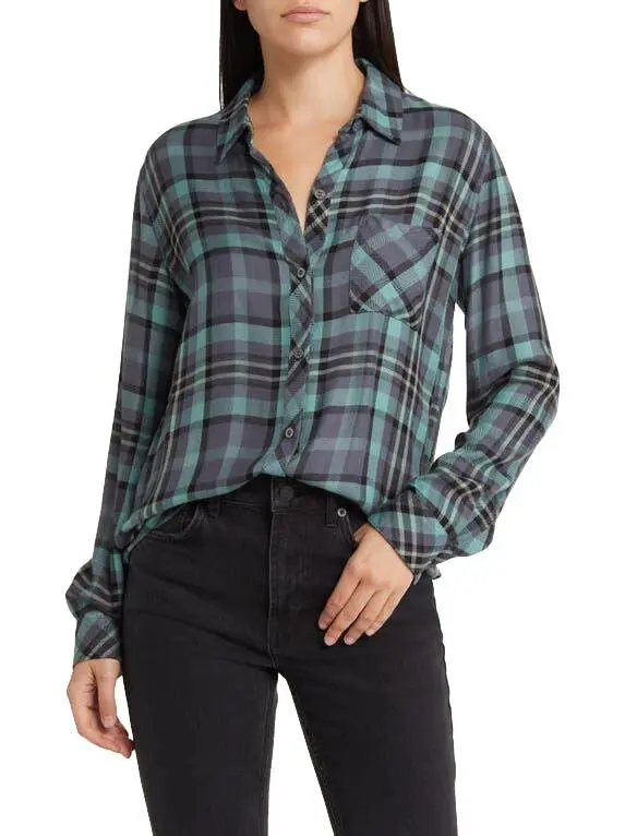 Rails Hunter Plaid Button-up Shirt - Smoke Agave Black