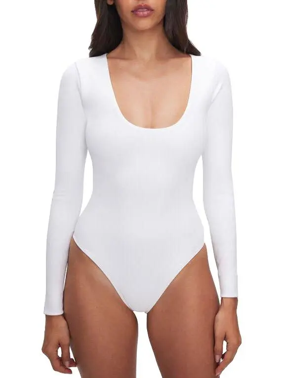Good American Sculpting Scoop Neck Bodysuit - White001