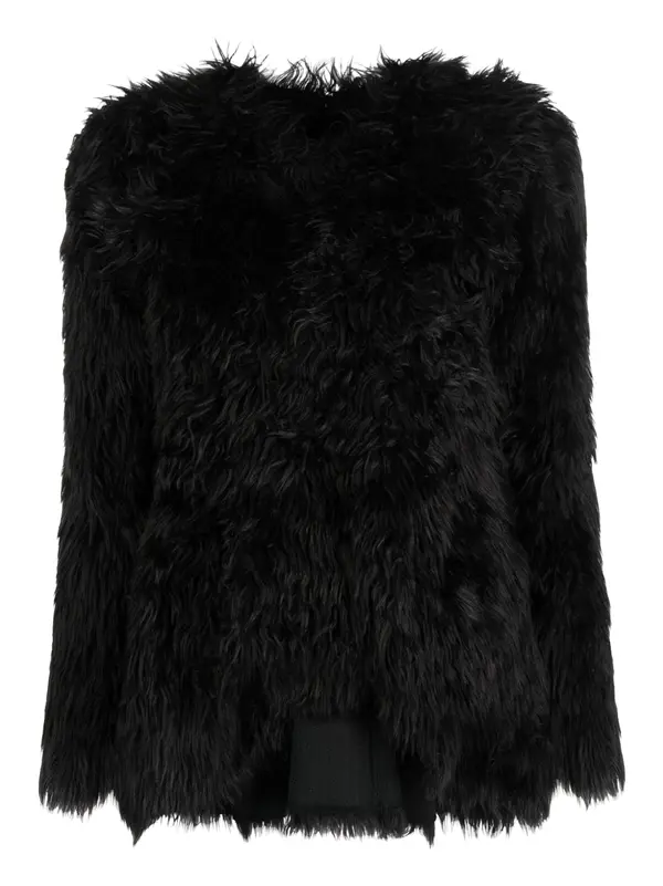 Comme Des Garçons Faux-fur Long-sleeved Top - Black