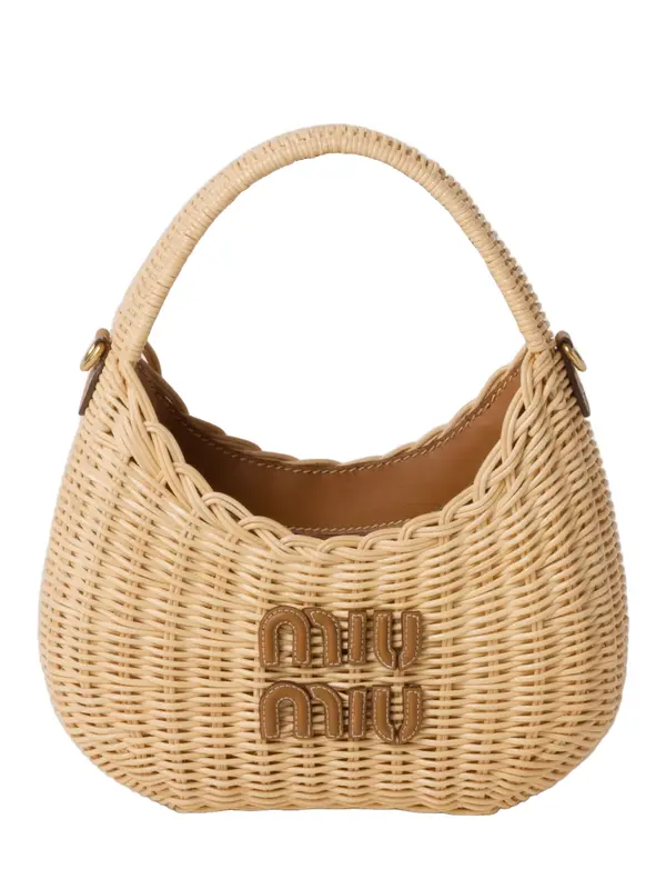 Miu Miu Wander Wicker Hobo Bag - Tan/caramel