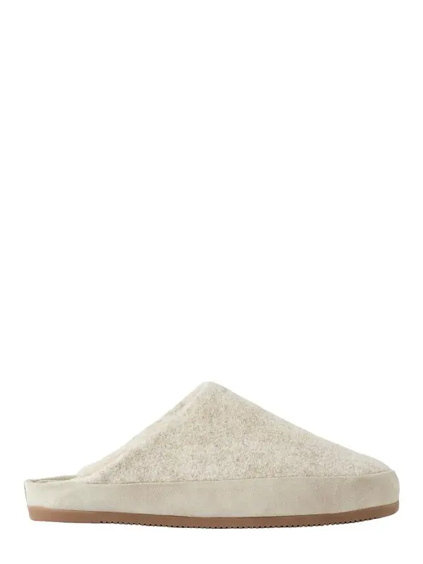 Mulo Suede-trimmed Shearling-lined Recycled Wool Slippers - White