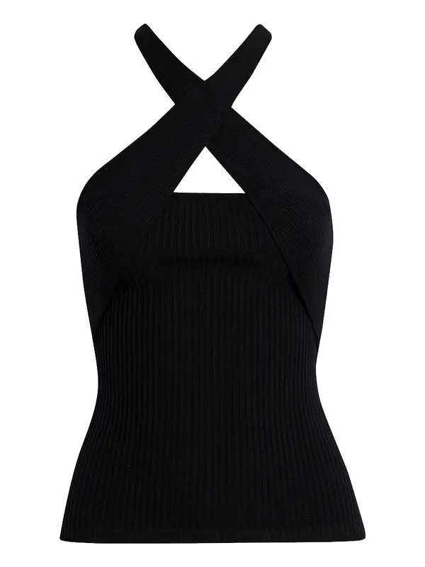 MSGM Ribbed-knit Top - Black