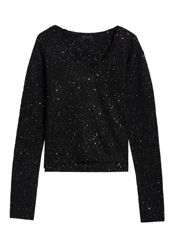 ATM Anthony Thomas Melillo Sequin-embellished Knitted Sweater - Black