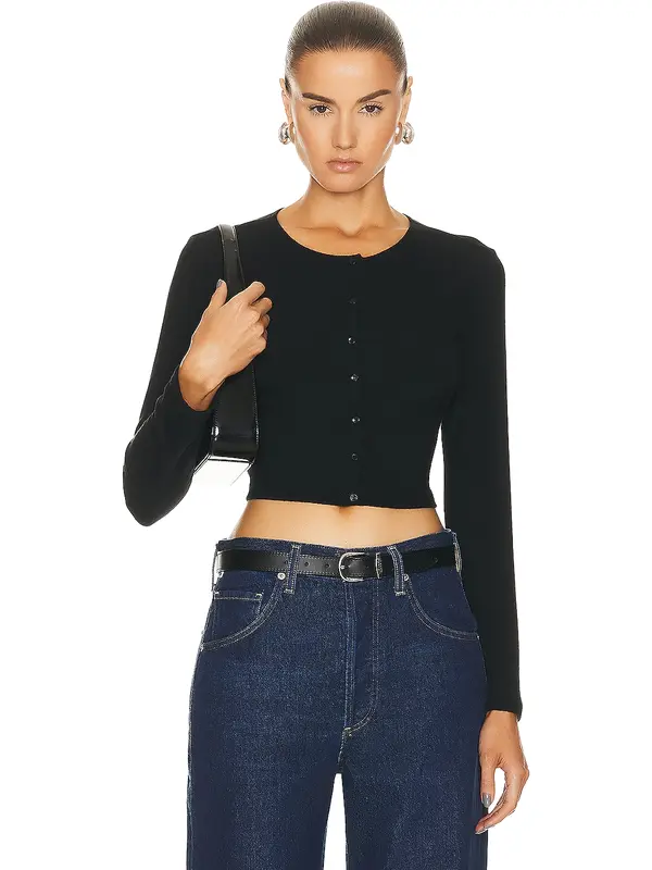 LESET Lauren Crop Cardigan - Black