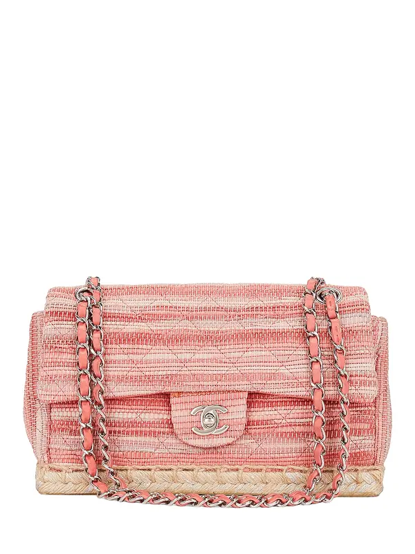 Chanel Jute Espadrille Flap Bag - Pink