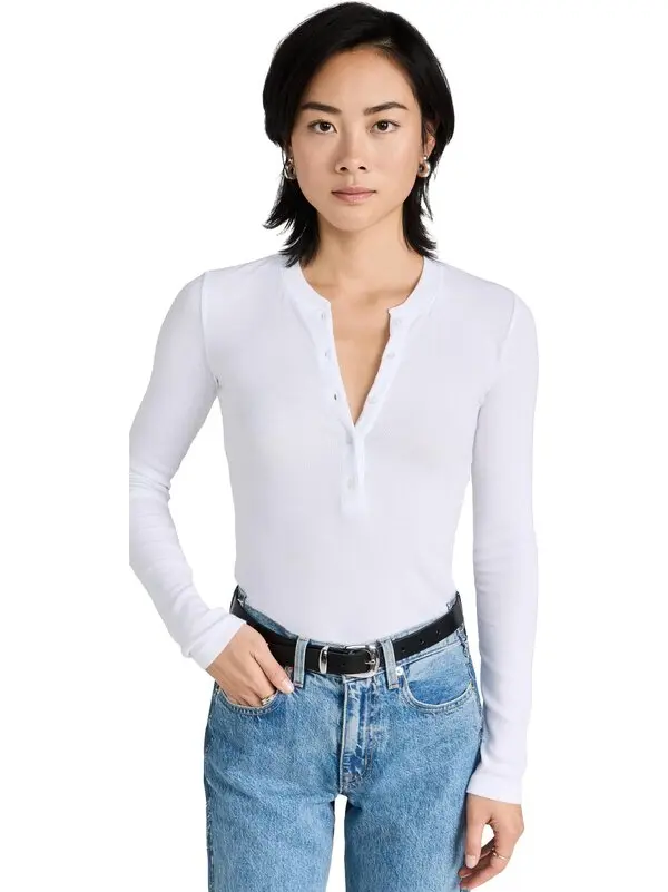 Cotton Citizen Verona Long Sleeve Henley - White