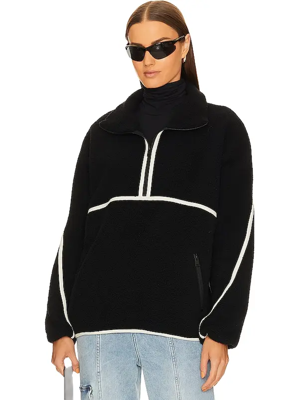 LAMARQUE Helsa Fleece Jacket - Black & Ivory