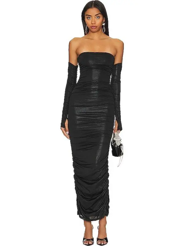 MORE TO COME Maddy Ruched Gown - Black