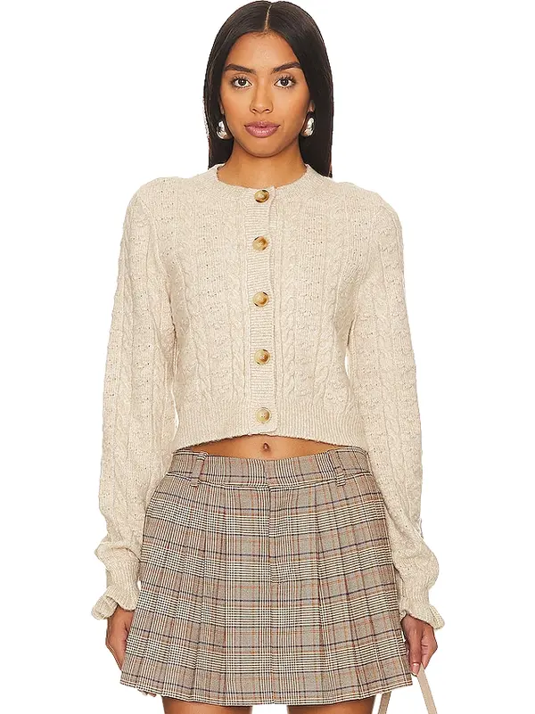 Tularosa Palmira Cropped Cable Cardigan - Beige