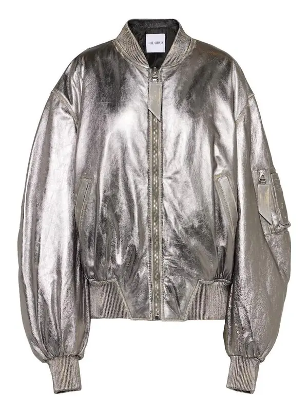 Attico Leather Bomber Jacket - Metallic