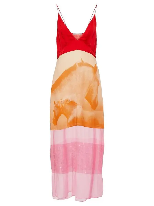 Stella McCartney Sequined Silk Midi Dress - Multicoloured