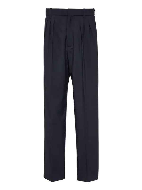 Kenzo Virgin Wool Straight Trousers - Blue