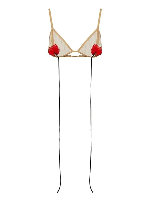 NENSI DOJAKA Floral-appliqué Mesh Bra - Multicoloured