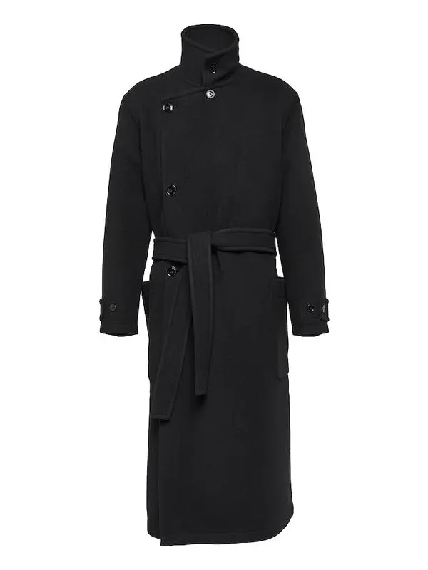 LEMAIRE Double-breasted Wool Coat - Black