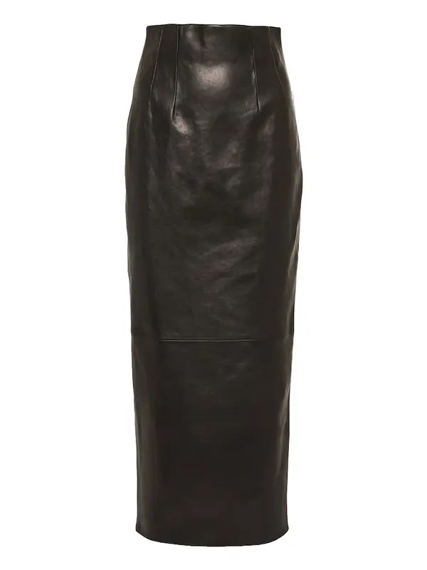 Khaite Loxley Leather Pencil Skirt - Black