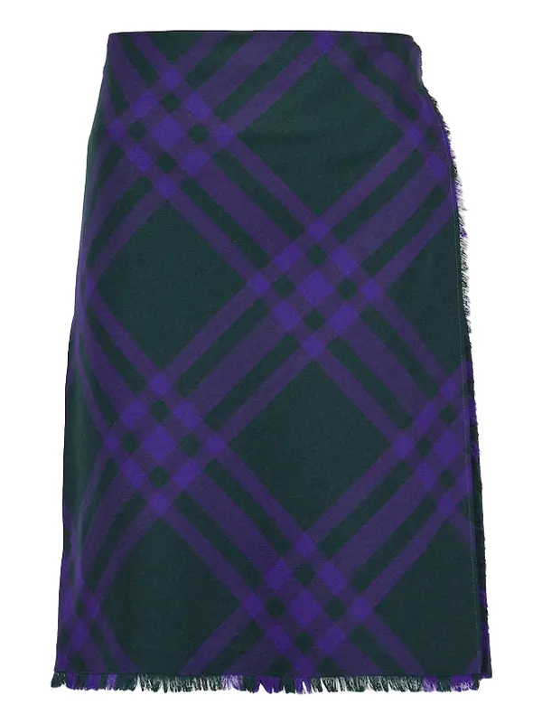 Burberry Checked Wool Wrap Skirt - Multicoloured