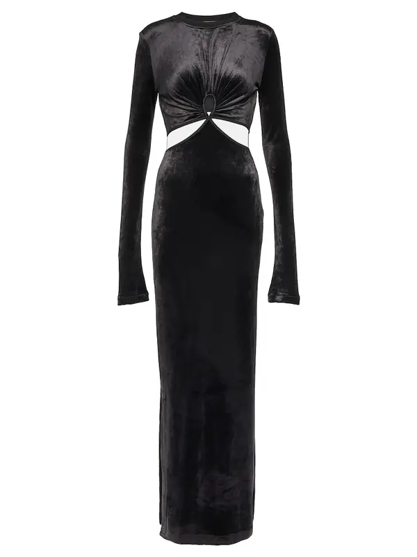 NENSI DOJAKA Cutout Velvet Maxi Dress - Black