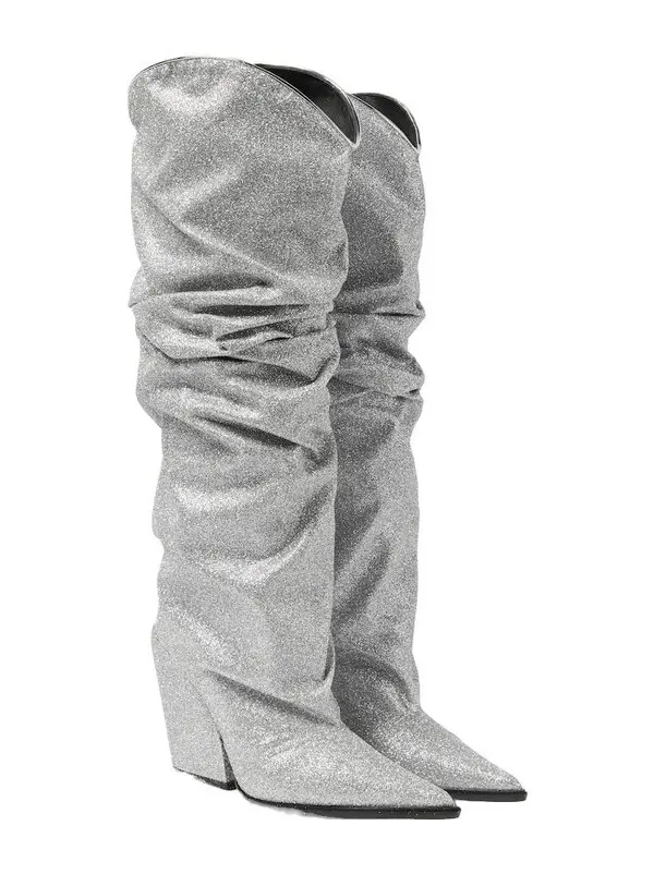 Alexandre Vauthier Glitter Knee-high Boots - Silver