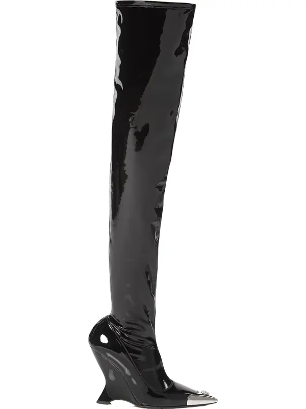 Philipp Plein Patent-leather Over-knee Boots - Black