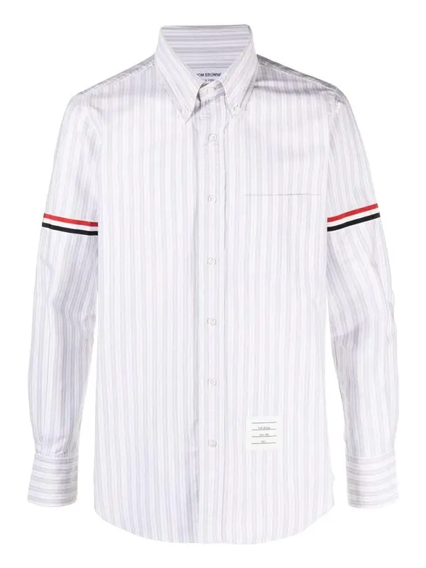 Thom Browne Grosgrain-band Striped Oxford Shirt - White