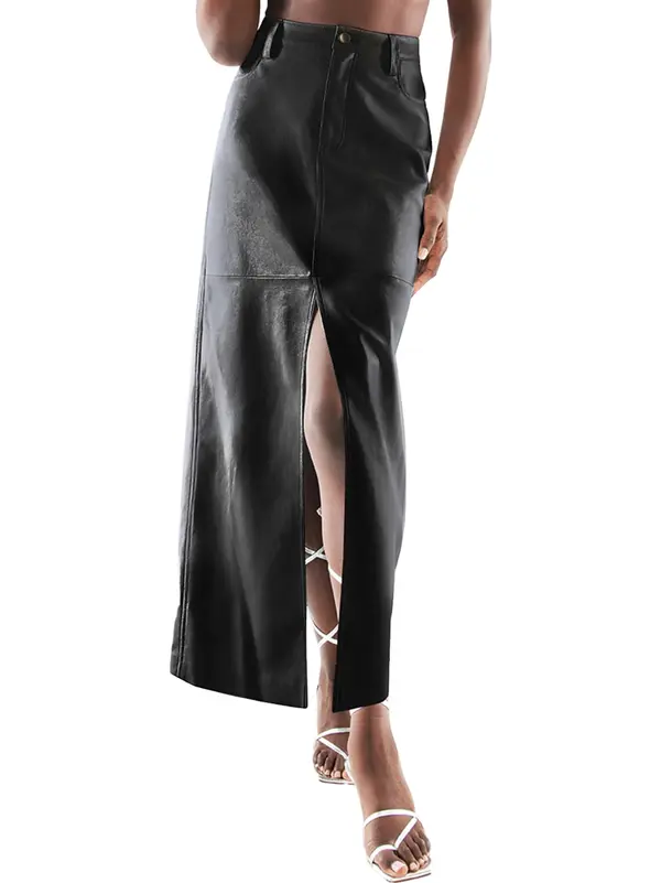 AS By DF Imogen Recycled Leather Maxi Skirt - Black