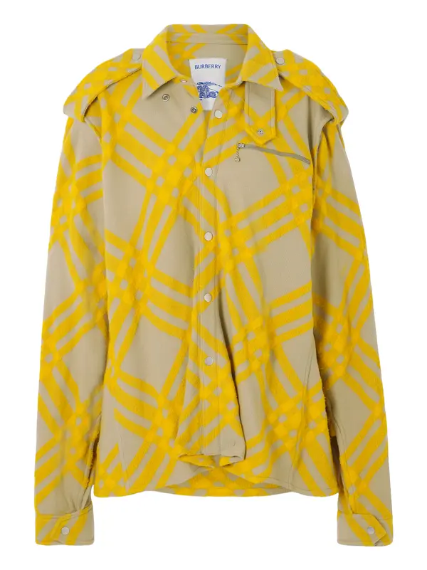 Burberry Oversized Checked Wool Bomber Jacket - Yellow