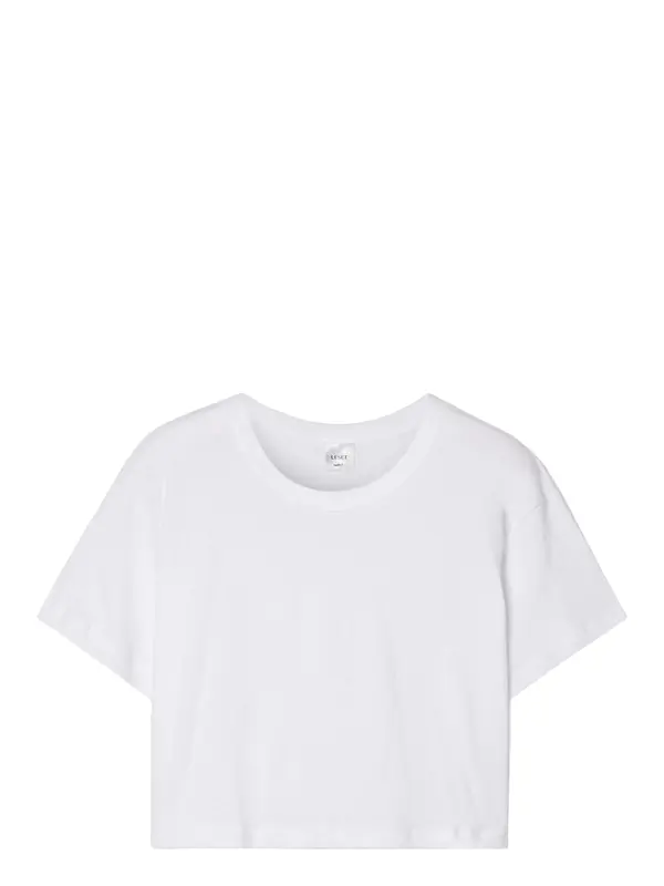 LESET Cropped Slub Cotton-jersey T-shirt - White