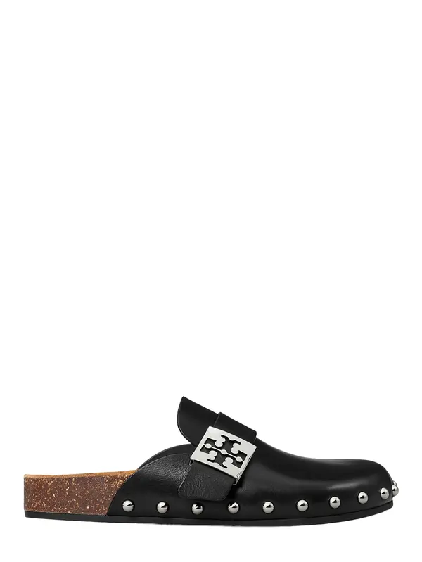 Tory Burch Mellow Leather Buckle Slide Mules - Perfect Black