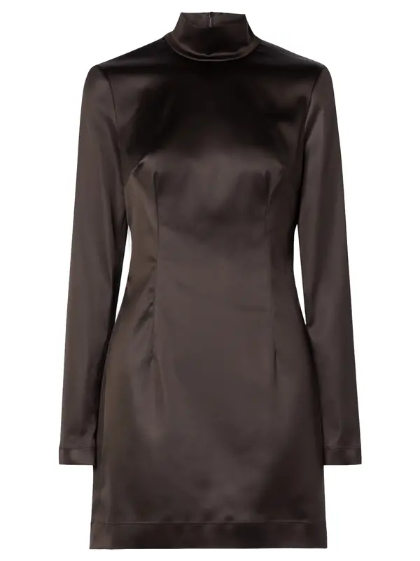 Dolce & Gabbana Coated Stretch-satin Mini Dress - Brown