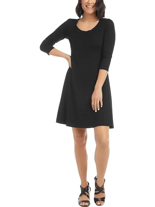 Karen Kane Petites Scoop Neck A-line Dress - Black
